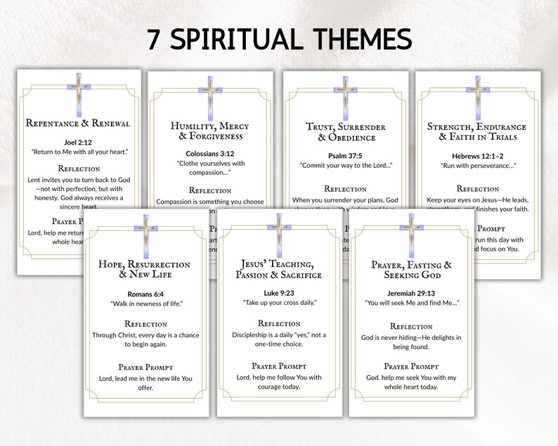 Lent Scripture Cards Printable Prayer Cards 40 Days of Lent Bible ...