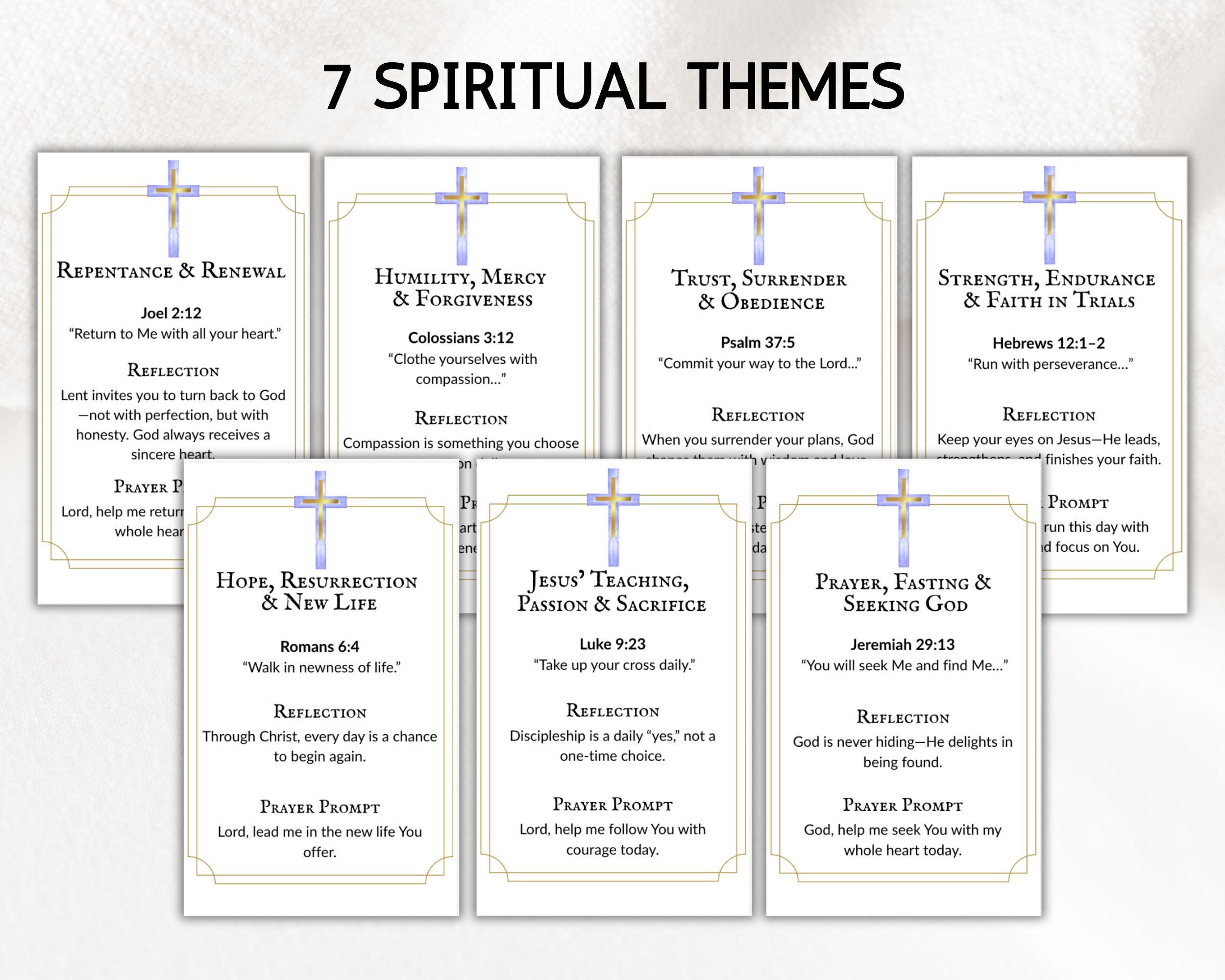 Lent Scripture Cards Printable Prayer Cards 40 Days of Lent Bible ...
