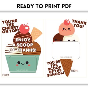 Ice Cream Gift Card Holder Printable, Teacher Appreciation Week Gift ...