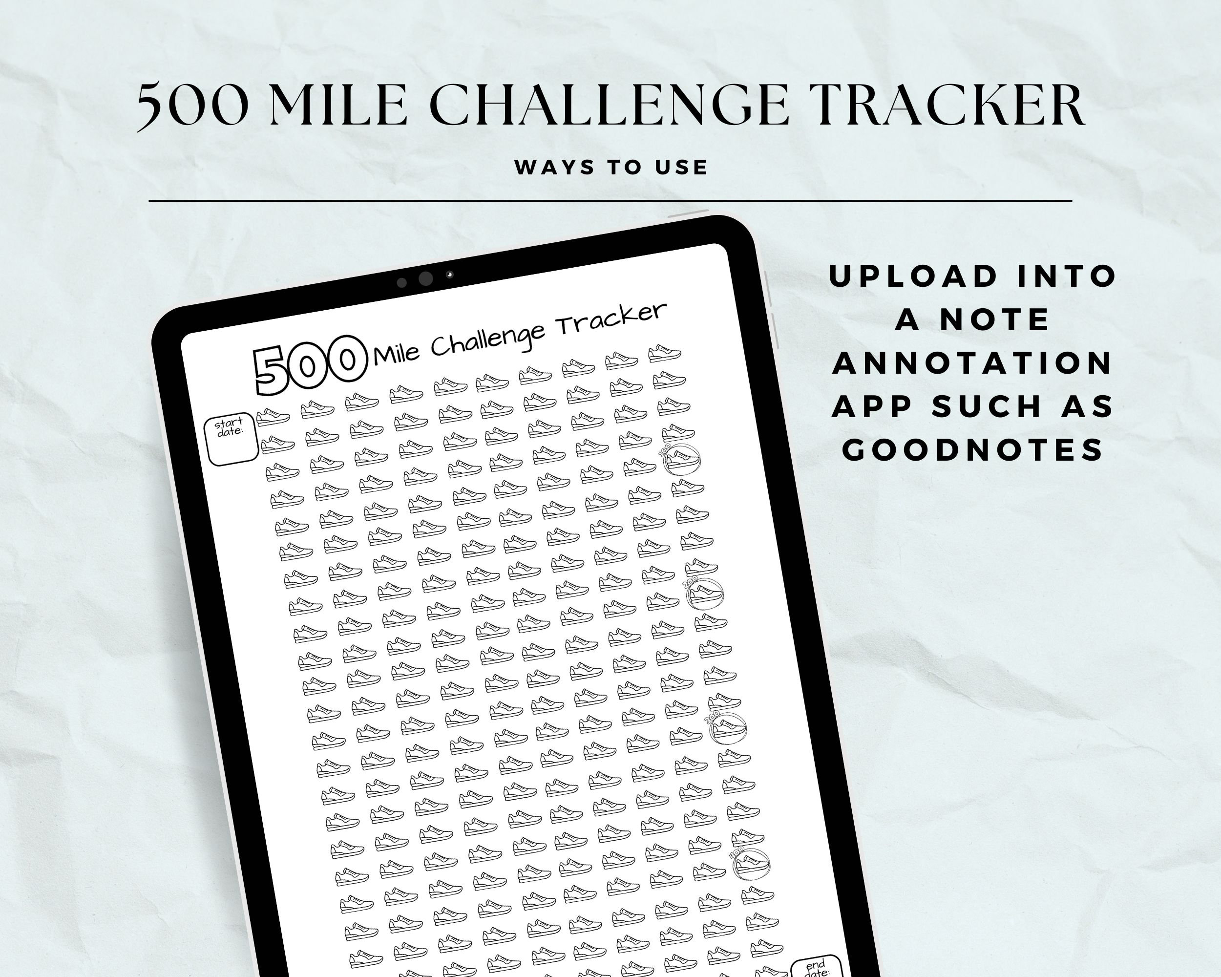 500 Mile Tracker Challenge Tracker, 500 Mile Walking Tracker, Walking ...