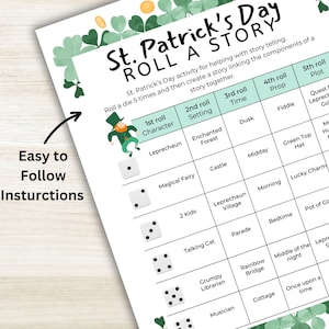 St Patrick's Day Roll a Story, Leprechaun Writing Activity, Classroom ...