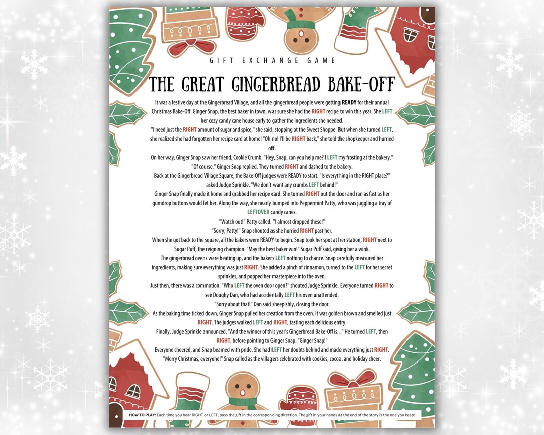 Christmas Left Right Game. Christmas Gift Exchange Game, Cookie ...