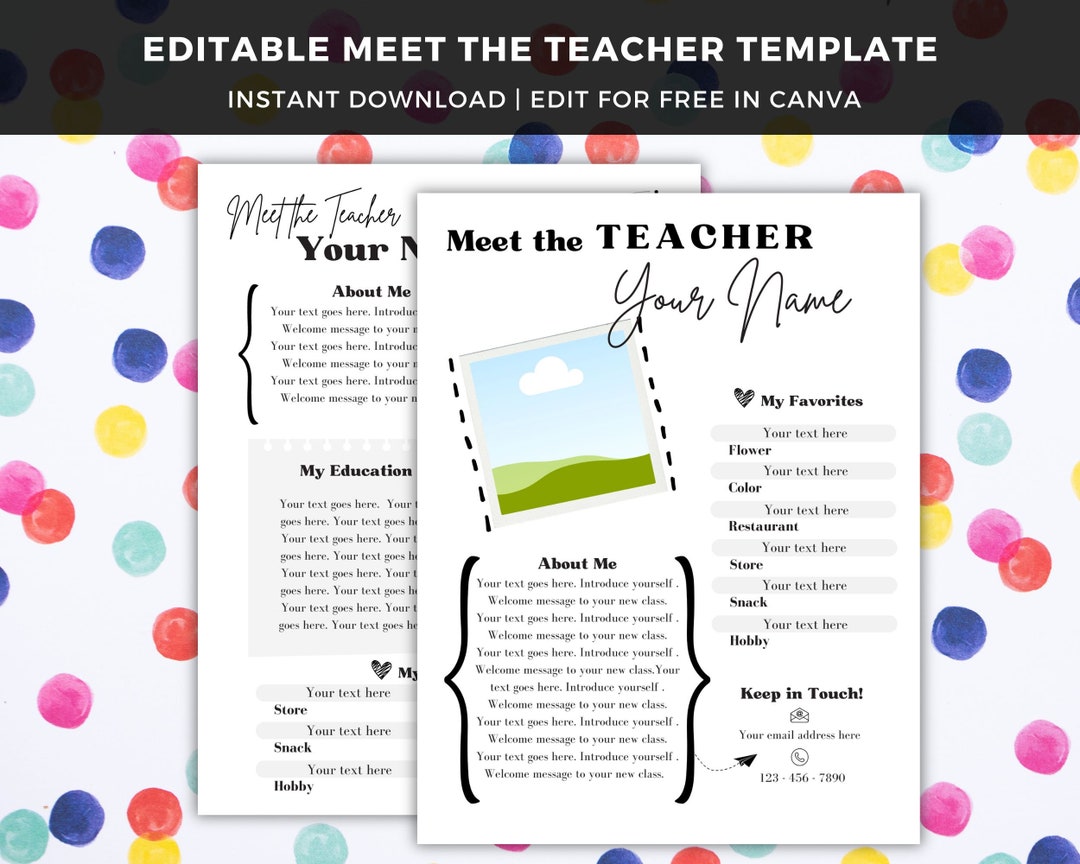 Meet the Teacher Preschool Editable Template, Teacher About Me ...