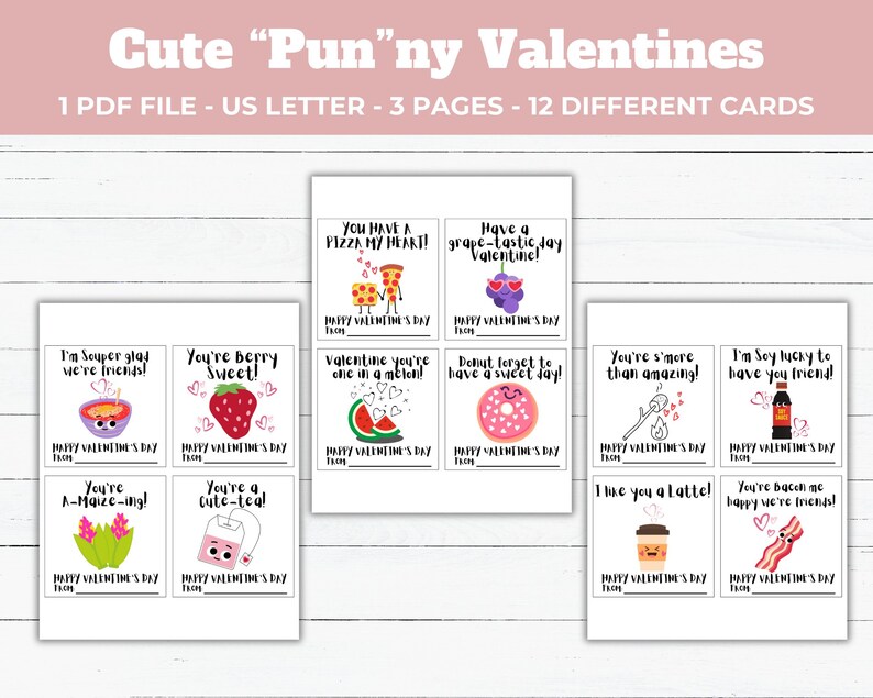 12 Punny Printable Valentine's Day Cards for Kids, Cute Food Pun ...