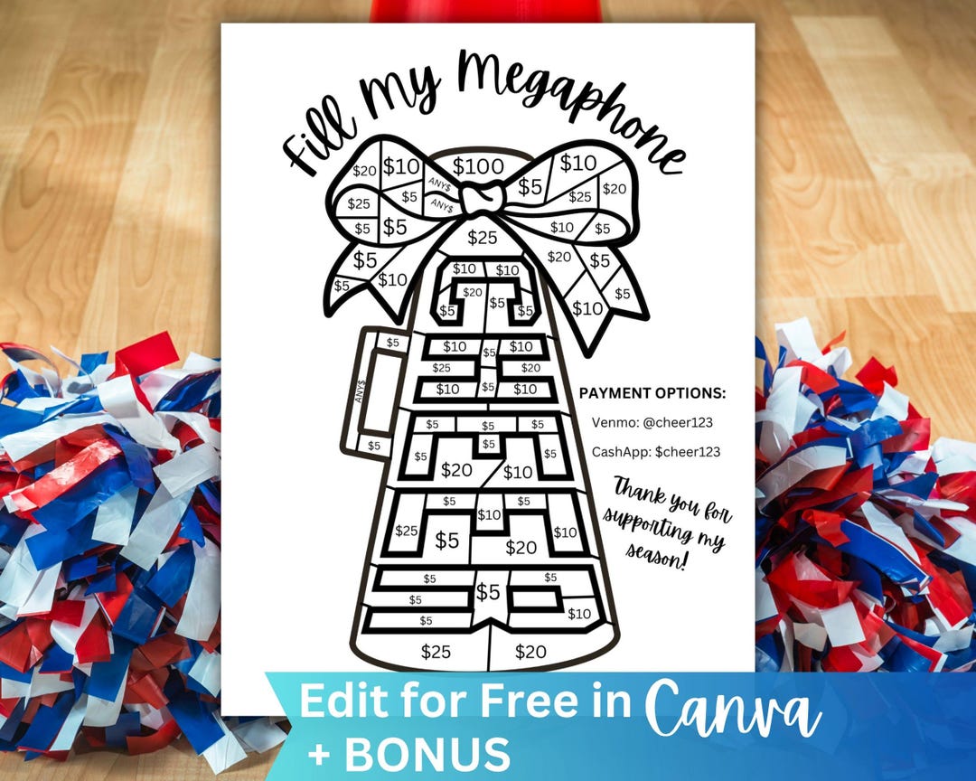 Fill My Megaphone Cheer Fundraiser Printable, Cheerleading Team ...
