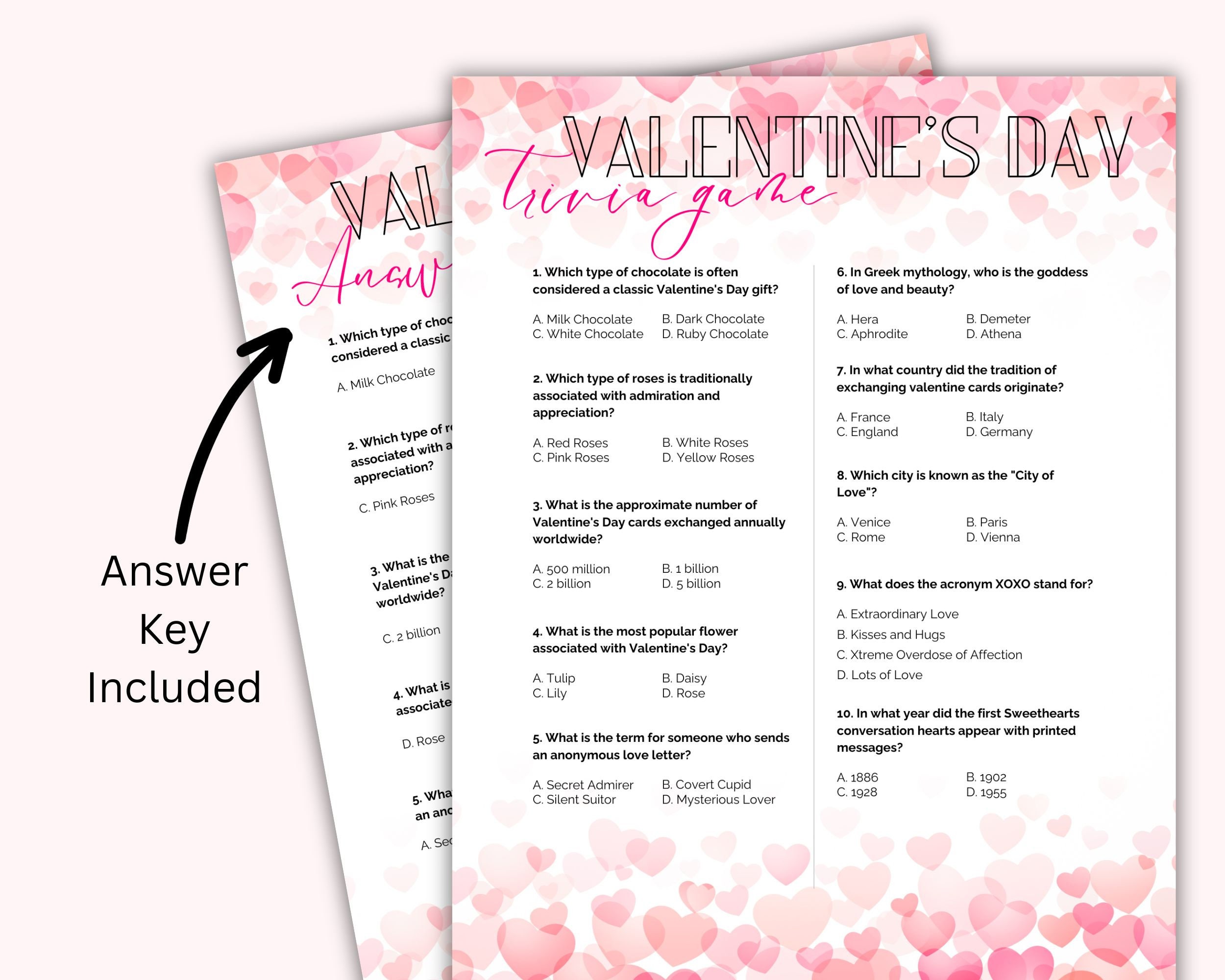 Valentines Day Trivia Game | Valentines Day Party Game | Valentines ...
