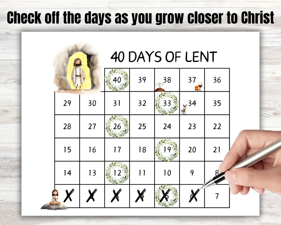 Lent Calendar, Lent Printable, Family Lent Calendar, 40 Days of Lent ...