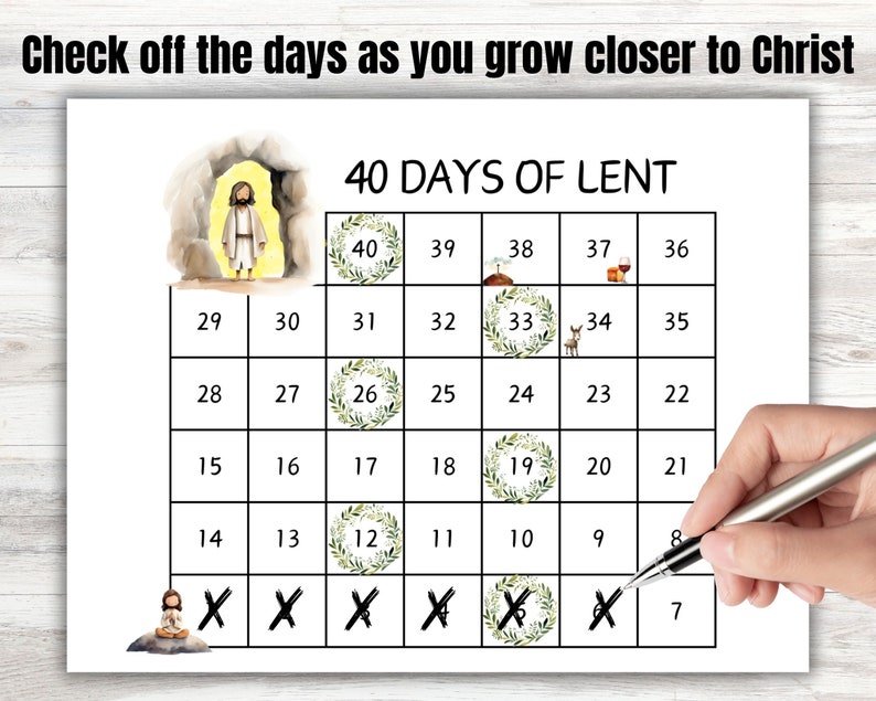 Lent Calendar, Lent Printable, Family Lent Calendar, 40 Days of Lent ...