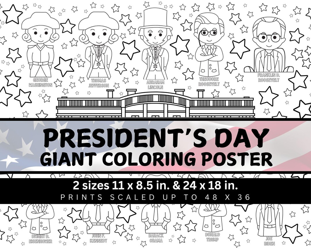 President's Day US Presidents Coloring Poster Craftivity, Giant ...