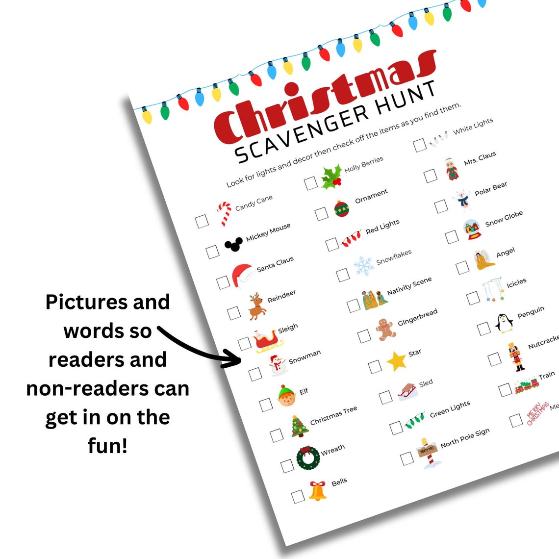 Christmas Lights Scavenger Hunt Outdoor Christmas Scavenger Hunt Family ...