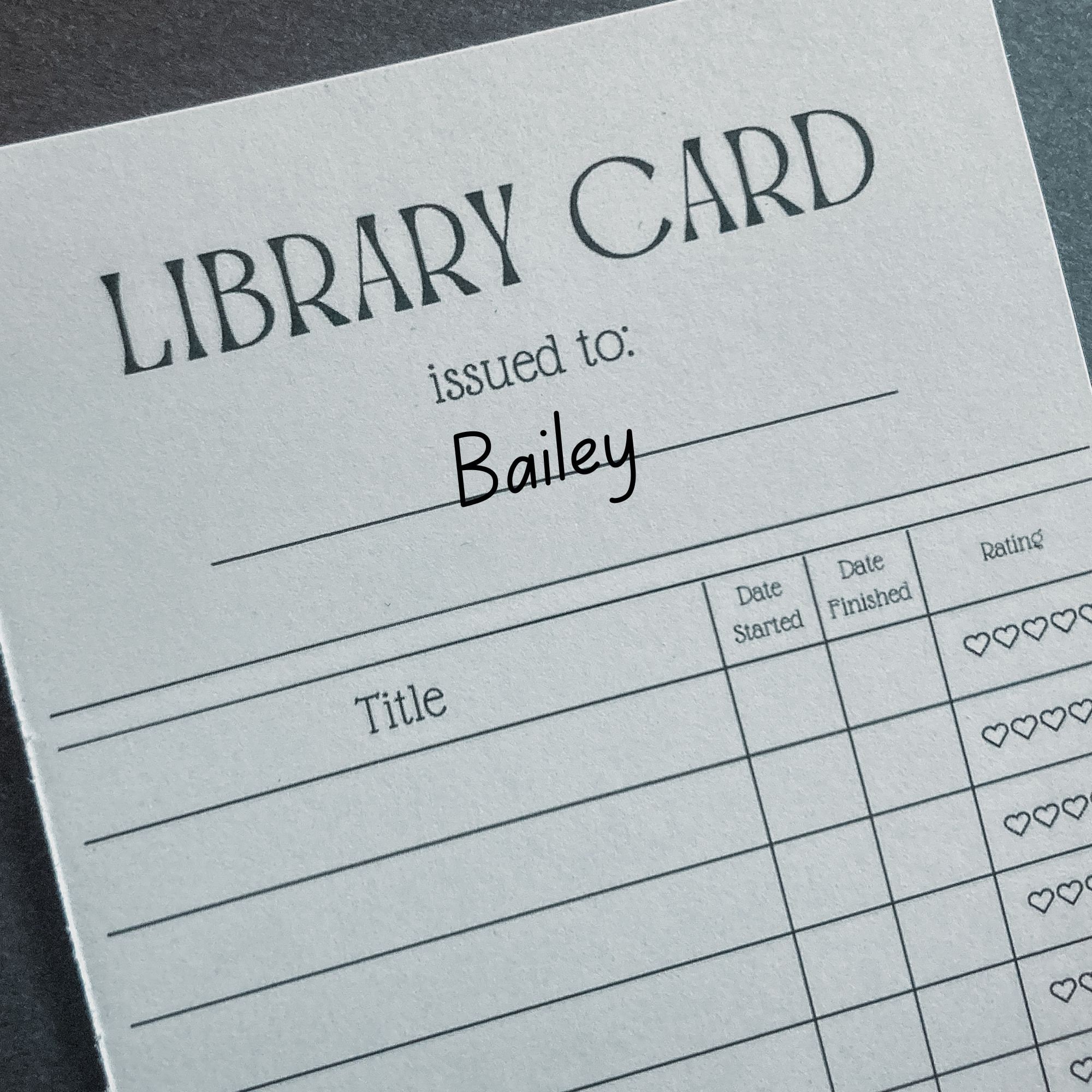 Library Card Bookmark Reading Tracker Smaller Version, Printable ...