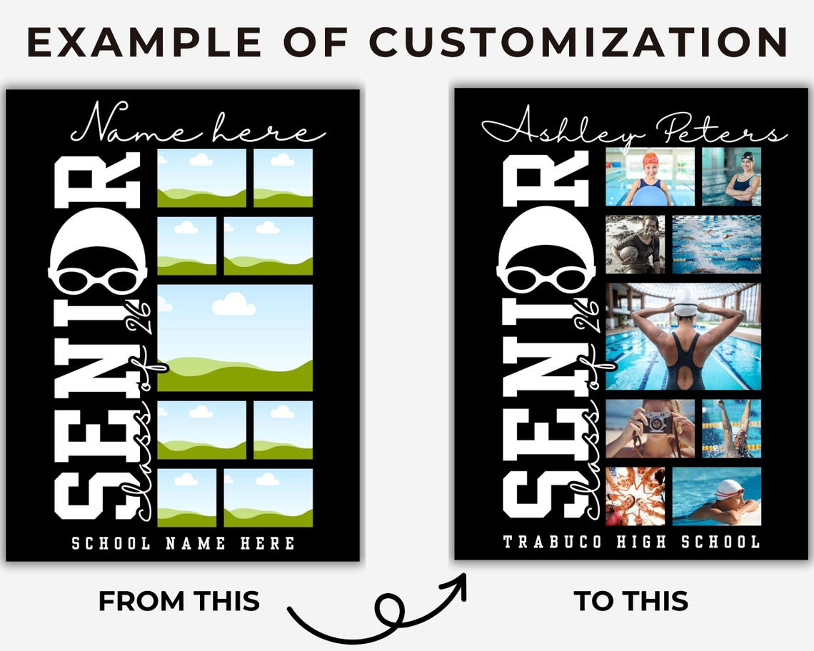 Swim Photo Collage Template, Swim Team Senior Night Poster, Swimmer ...