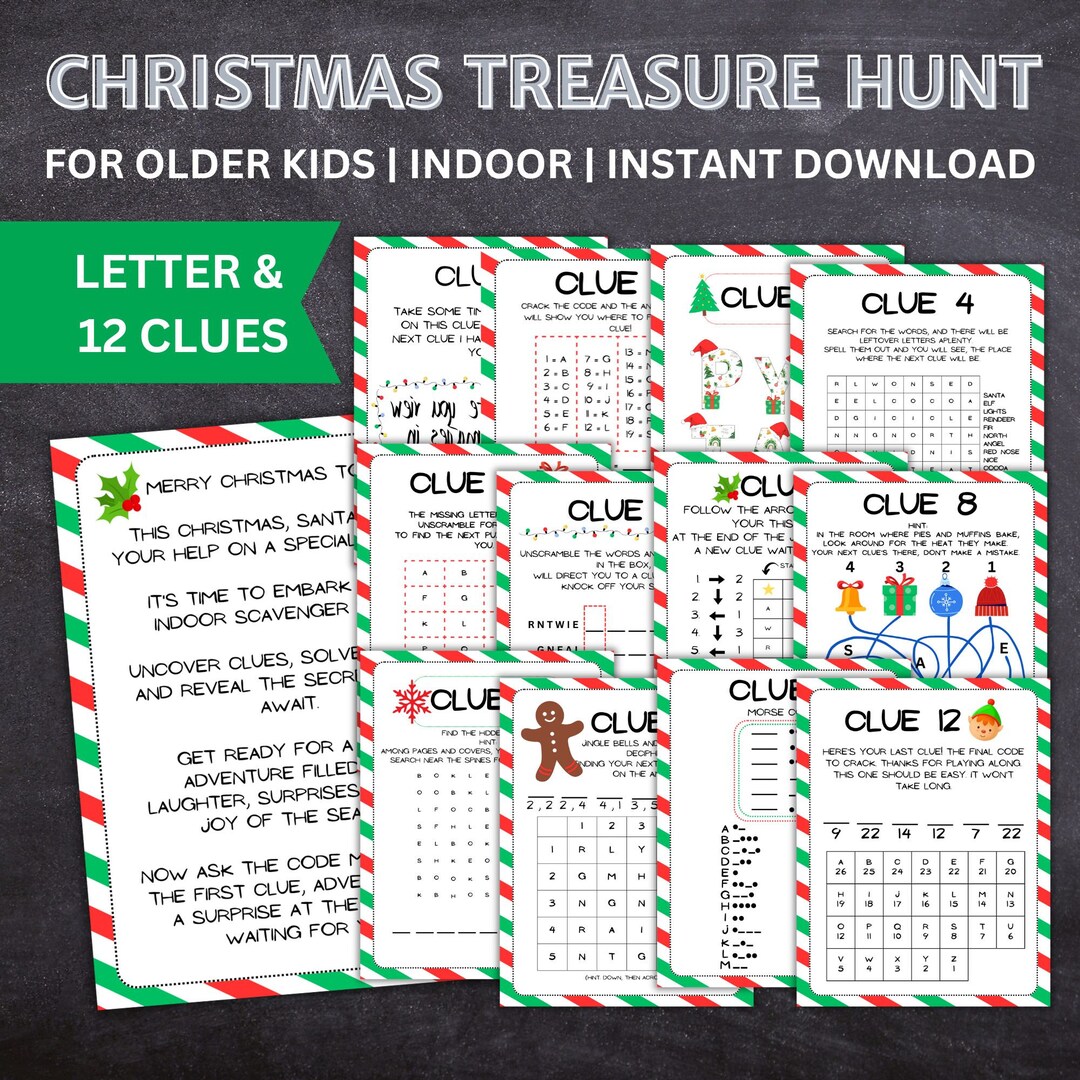 Indoor Christmas Treasure Hunt for Older Kids | Christmas Scavenger ...