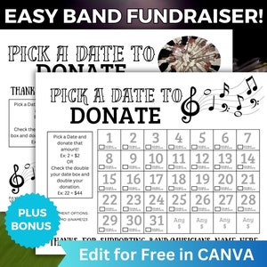 Editable Calendar Fundraiser, Unique Band Pick A Date to Donate ...