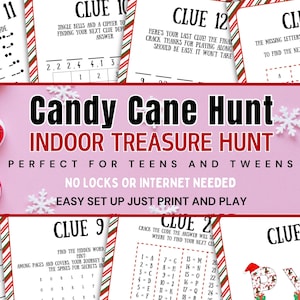 Indoor Candy Cane Scavenger Hunt, Candy Cane Hunt Escape Room Kit ...