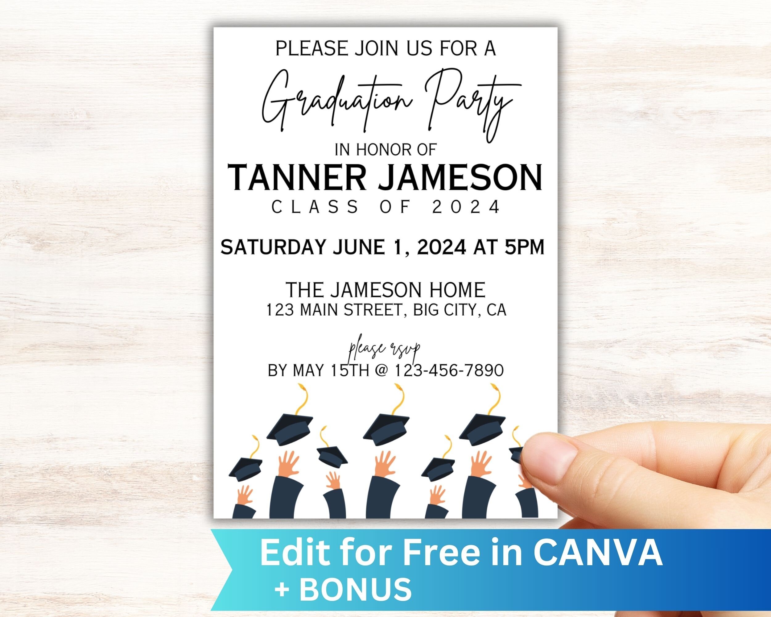 Printable Graduation Insert Cards, Editable Graduation Insert ...