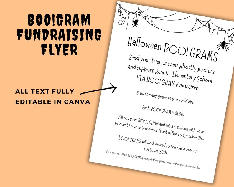 Editable Halloween Boo Grams Fundraiser, PTA PTO Fall Fundraiser ...