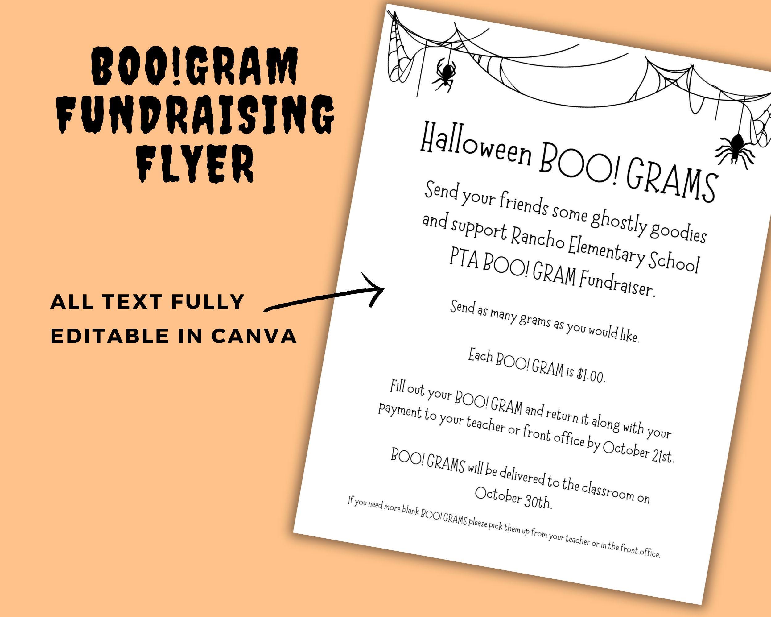 Editable Halloween Boo Grams Fundraiser, PTA PTO Fall Fundraiser ...