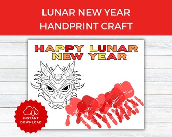 Chinese New Year Handprint Art, Lunar New Year Printable Handprint ...
