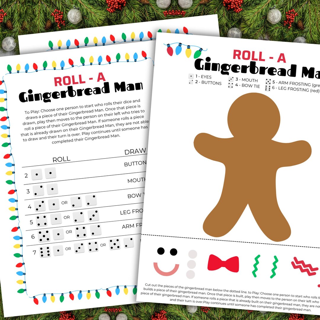 Roll a Gingerbread Man Dice Game for Kids | Roll a Dice Game ...