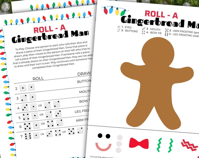 Roll a Gingerbread Cookie Game Printable Christmas Gingerbread Man Game ...