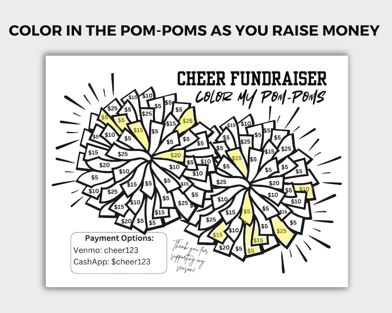 Cheer Fundraiser Flyer Fill My Pom Poms, Cheerleading Team Fundraising ...