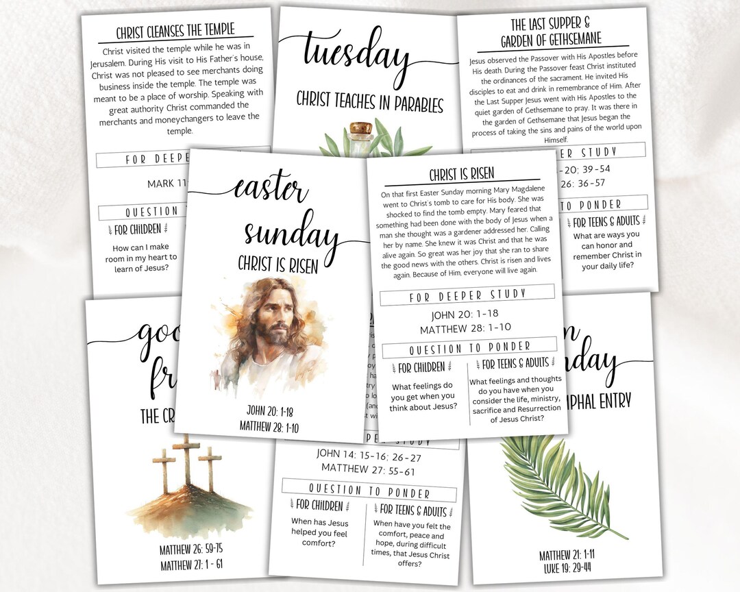 LDS Holy Week Cards, Easter Advent Holy Week Study Cards, Easter Story ...
