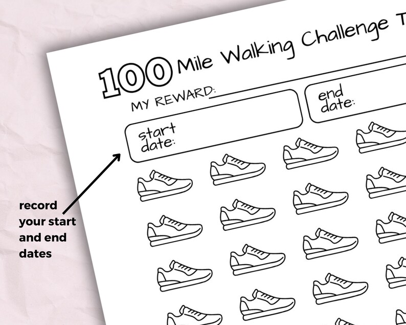 100 Mile Tracker Walking Challenge Tracker, 100 Mile Walking Log ...