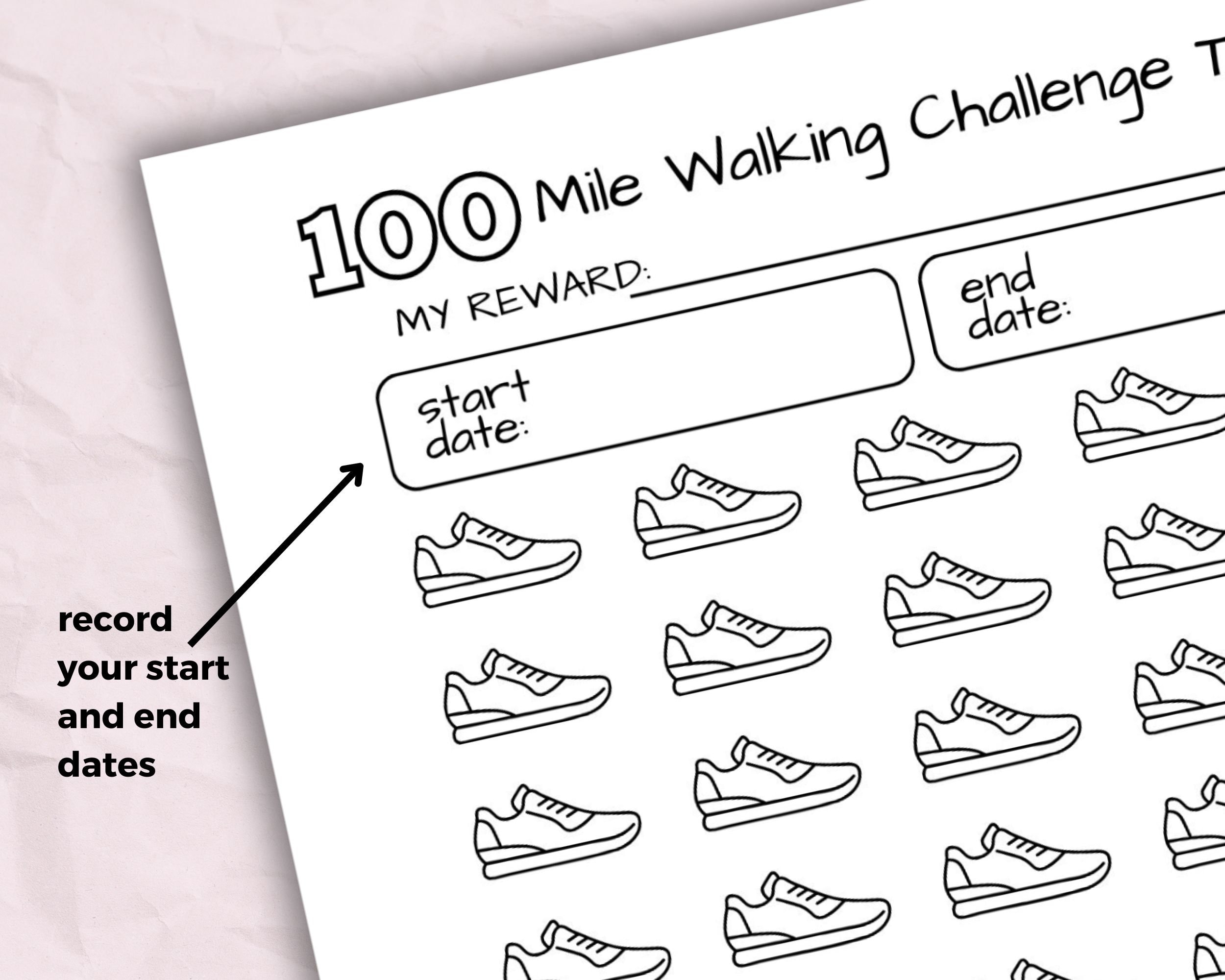 100 Mile Tracker Walking Challenge Tracker, 100 Mile Walking Log ...