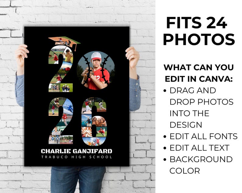 2026 Baseball Photo Collage Template, Baseball Senior Night Poster ...