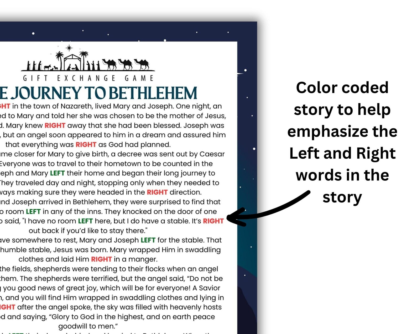 Nativity Left Right Game. Nativity Story Game, Christmas Story Gift ...