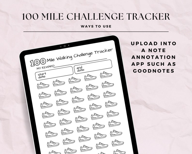 100 Mile Tracker Walking Challenge Tracker, 100 Mile Walking Log ...
