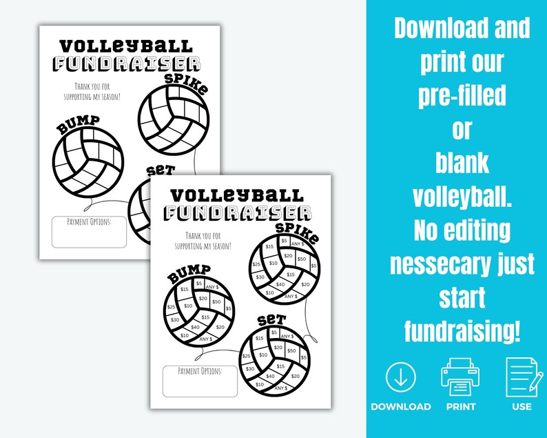 Editable Volleyball Fundraiser, Quick Easy Printable Volleyball Team ...