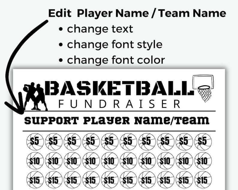 Editable Basketball Fundraiser Template, Printable Basketball Team ...