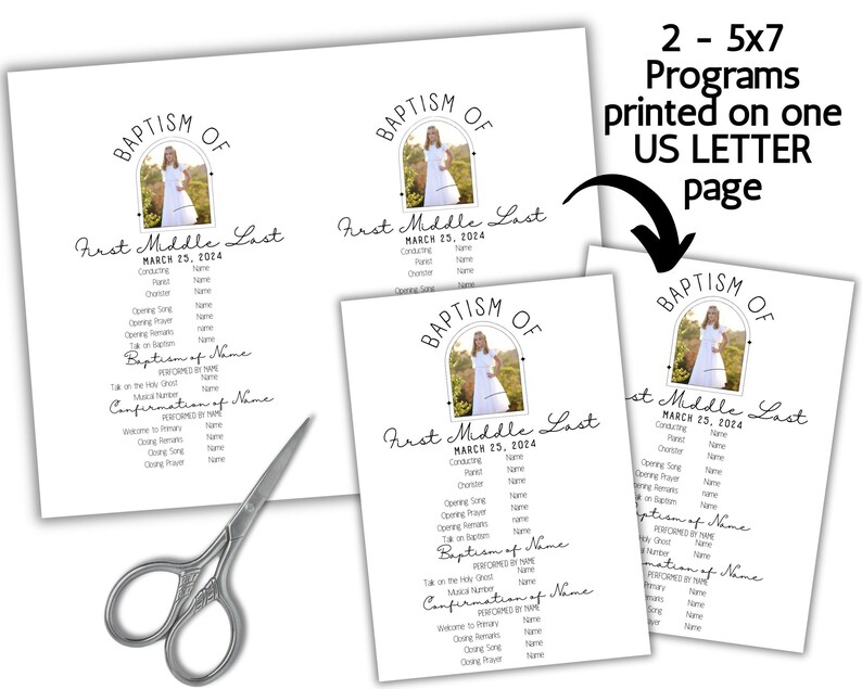 Editable LDS Baptism Program, 1/2 Page Baptism Program Template for Boy ...