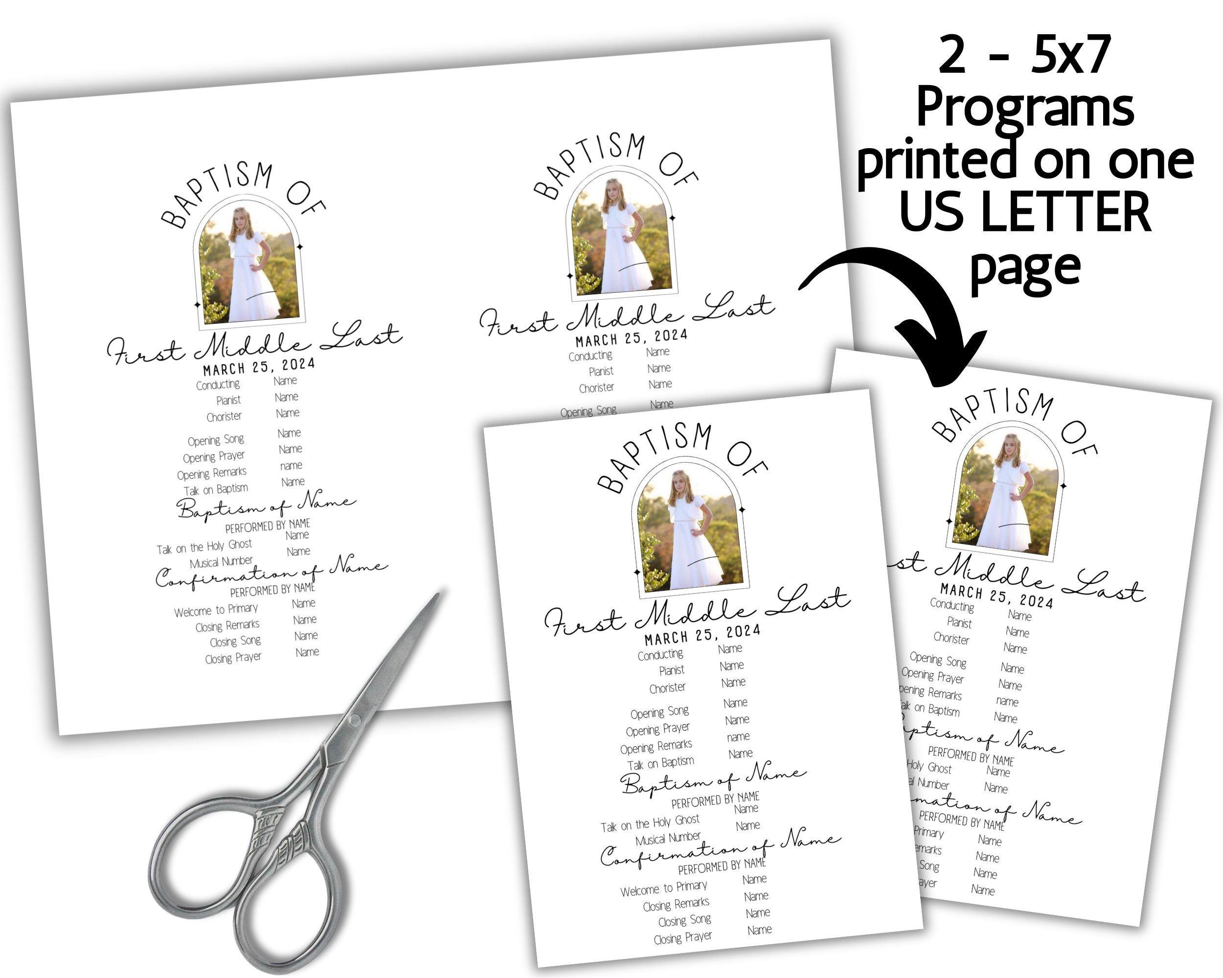 Editable LDS Baptism Program, 1/2 Page Baptism Program Template for Boy ...