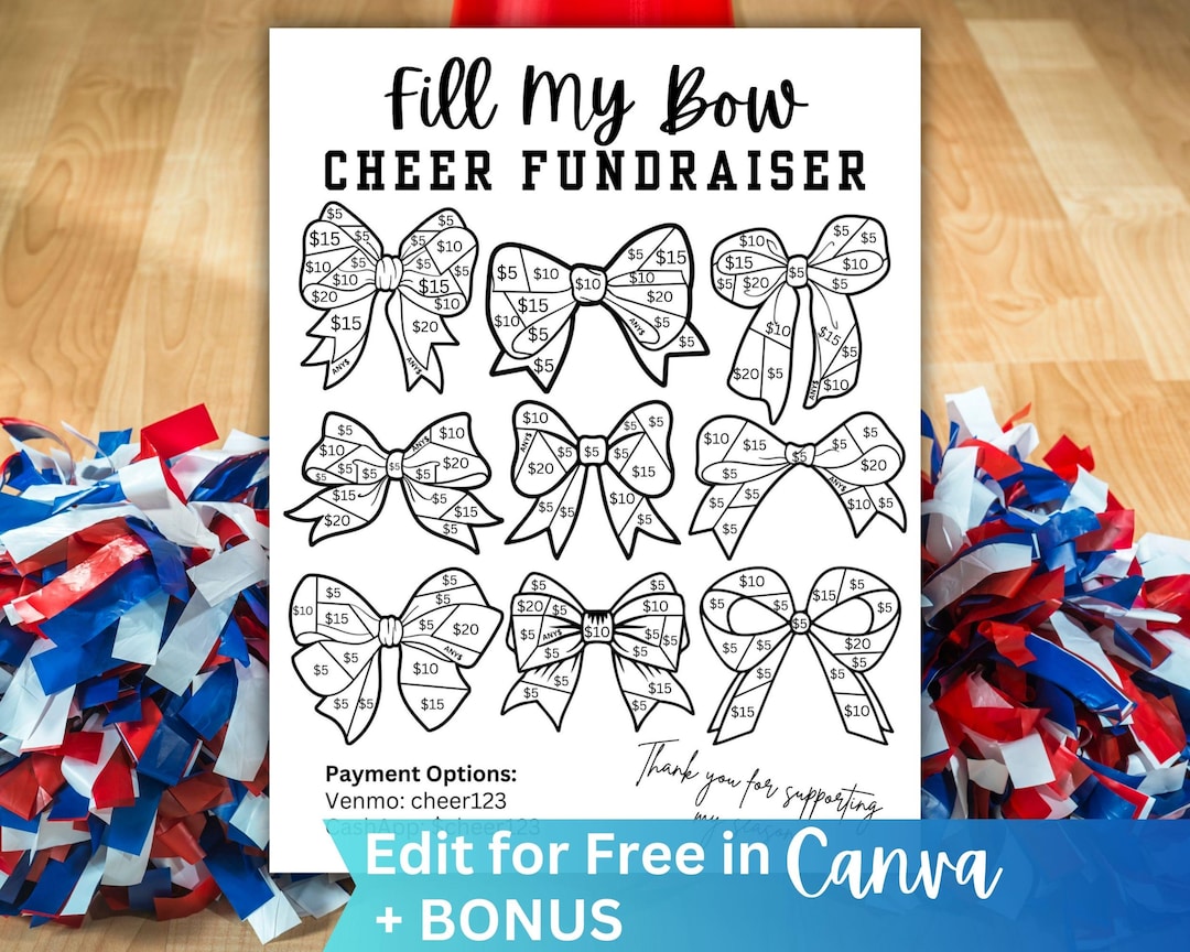 Fill My Bow Cheer Fundraiser Printable, Cheerleading Team Fundraising ...