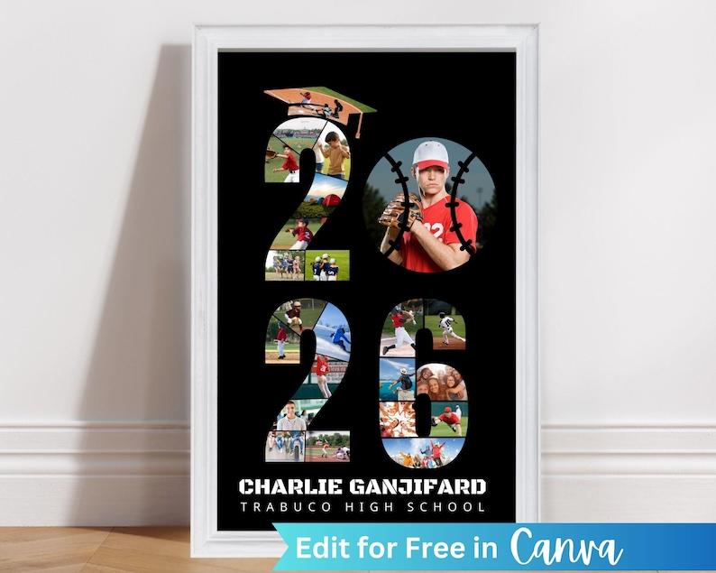 2026 Baseball Photo Collage Template, Baseball Senior Night Poster ...