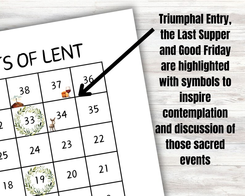 Lent Calendar, Lent Printable, Family Lent Calendar, 40 Days of Lent ...