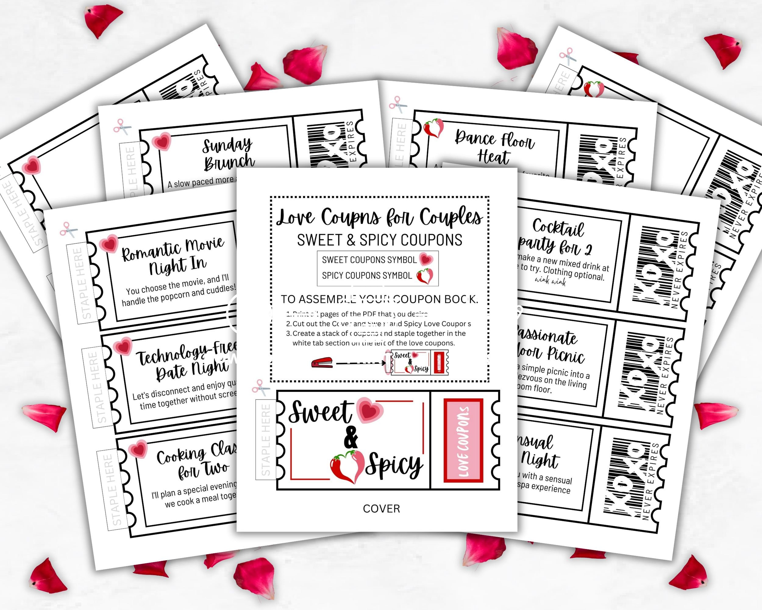 Love Coupons for Couples, Sweet and Spicy Gift Coupons, Romantic Coupon ...