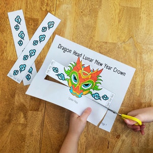 Lunar New Year Crown Dragon Craft Printable, Chinese New Year Paper ...