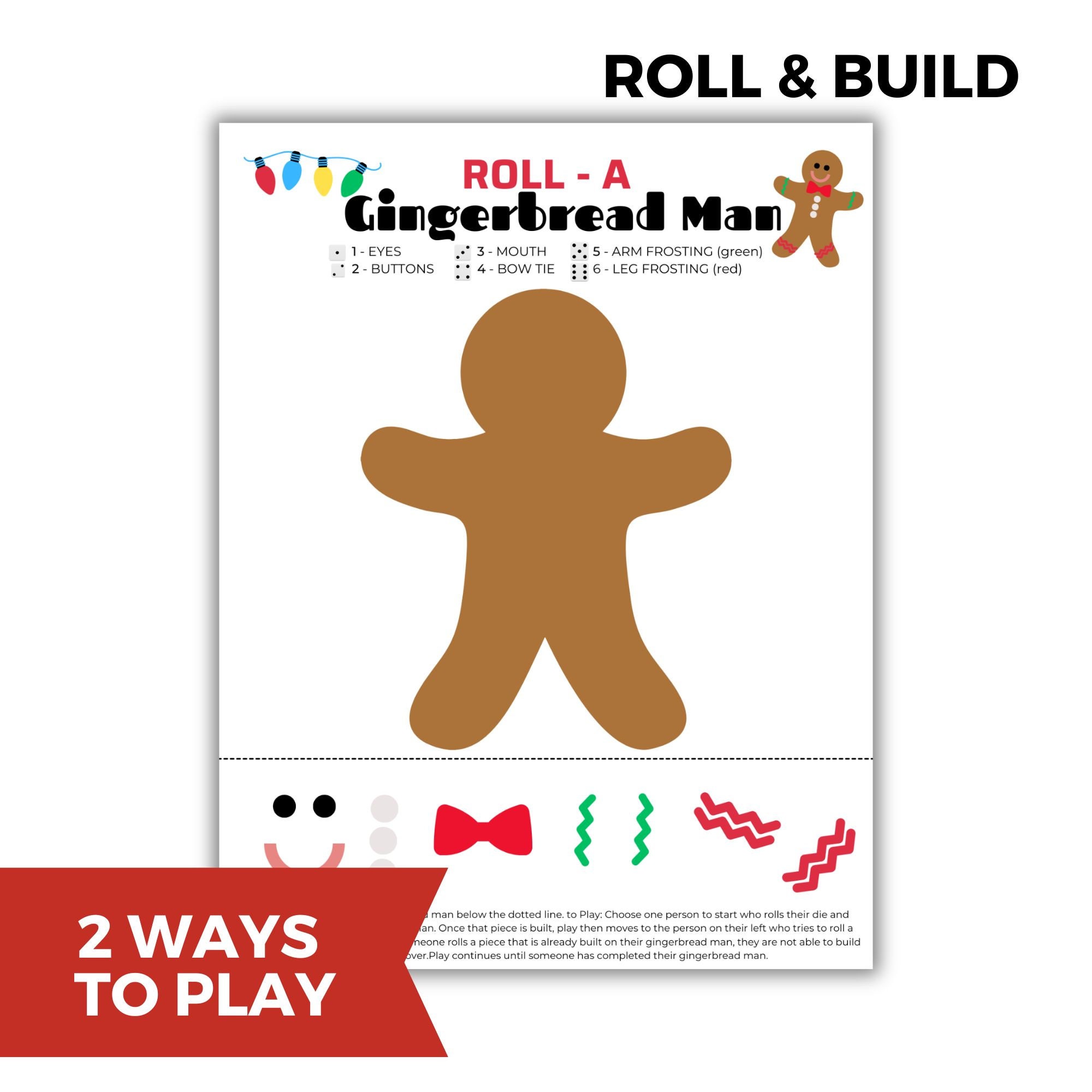 Roll a Gingerbread Man Dice Game for Kids | Roll a Dice Game ...