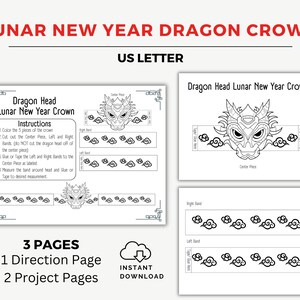 Lunar New Year Crown Dragon Craft Printable, Chinese New Year Paper ...