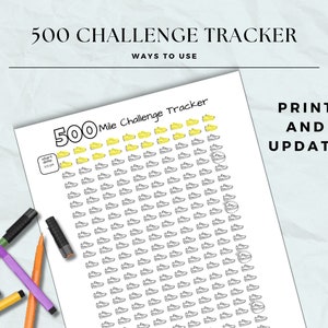 500 Mile Tracker Challenge Tracker, 500 Mile Walking Tracker, Walking ...