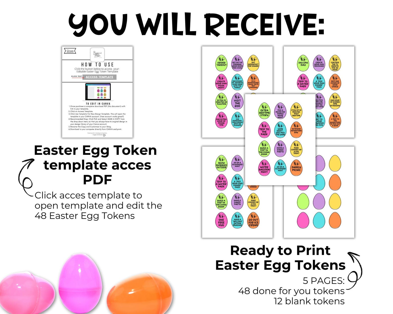 Editable Easter Egg Tokens, Customizable Easter Rewards for Kids, Teens ...