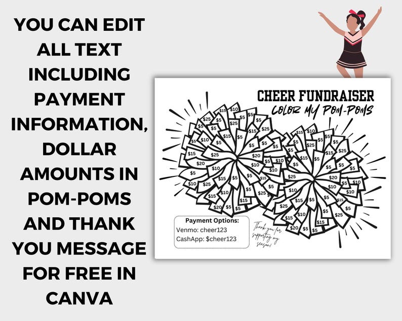 Cheer Fundraiser Flyer Fill My Pom Poms, Cheerleading Team Fundraising ...