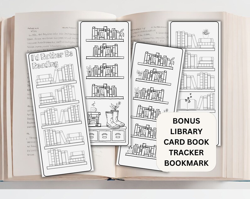Bookshelf Bookmark Reading Tracker Printable, Coloring Bookcase ...