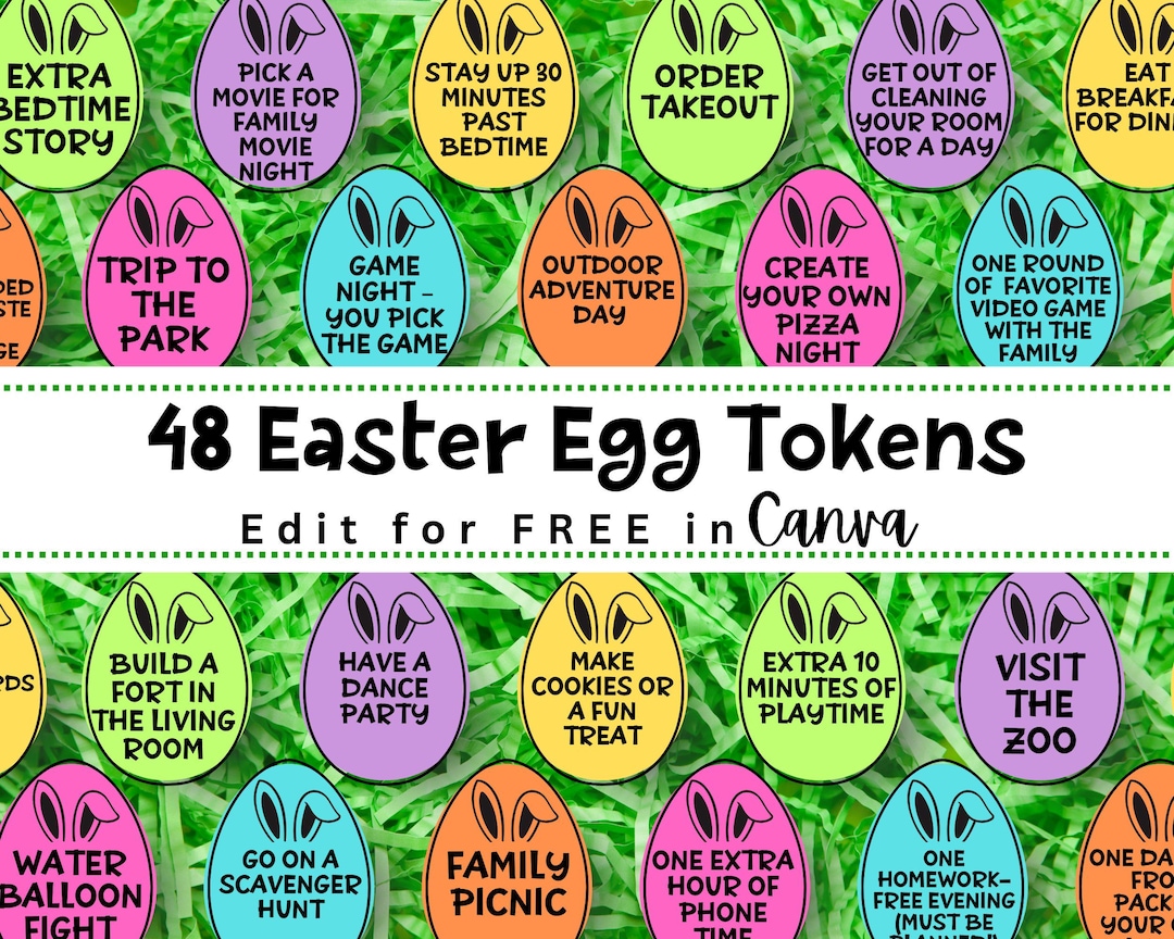 Editable Easter Egg Tokens, Customizable Easter Rewards for Kids, Teens ...