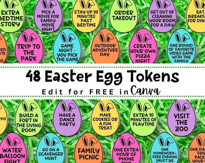 Editable Easter Egg Tokens, Customizable Easter Rewards for Kids, Teens ...