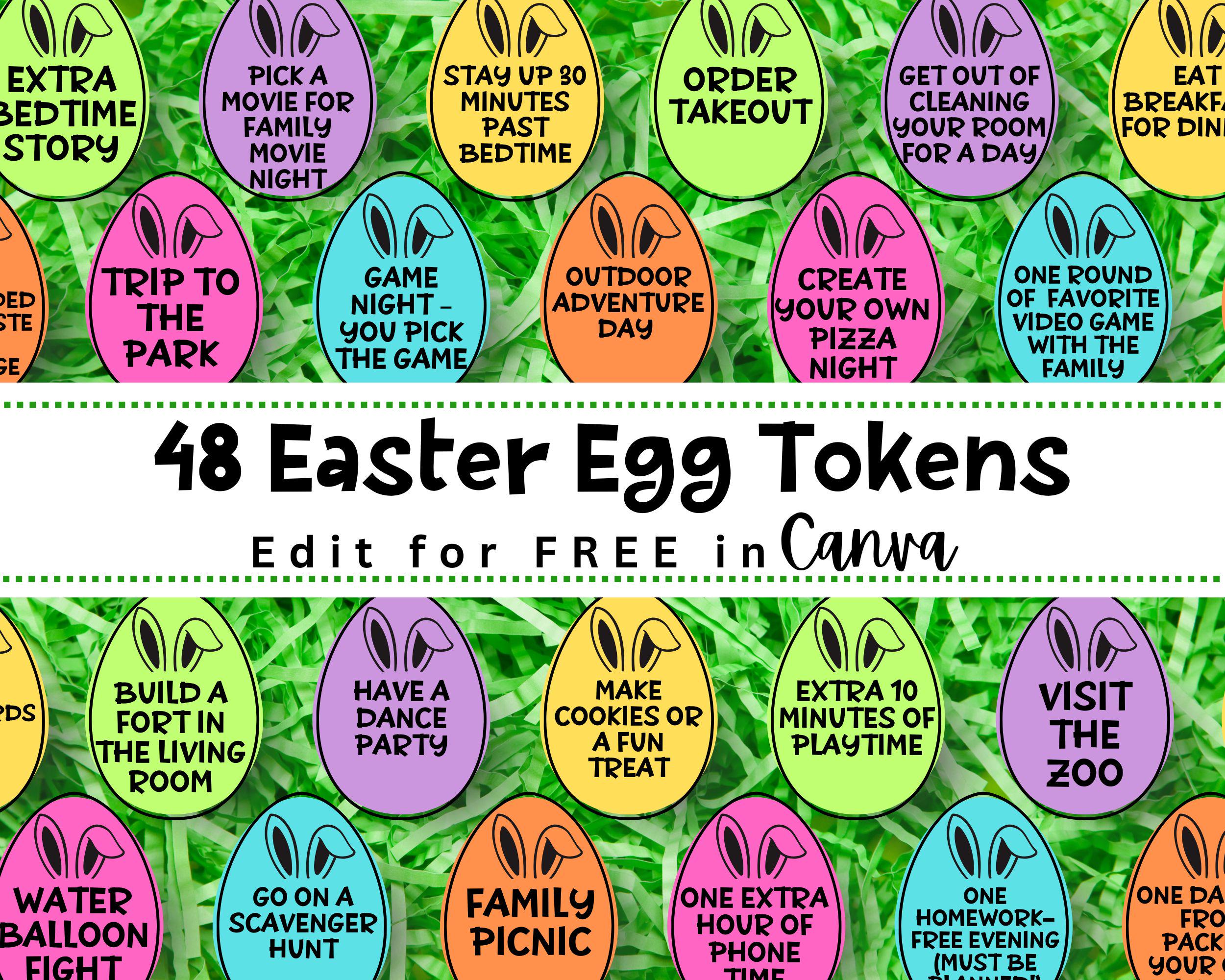 Editable Easter Egg Tokens, Customizable Easter Rewards for Kids, Teens ...